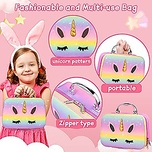 MagicToiee Brithday Gifts Unicorn Makeup Kit for Kids, Washable Cosmetic Set as Princess Birthday Gift Toy with Bag, Children Cosmetic Beauty Set for Girls Age 4 5 6 7 8 9 10 Year Old