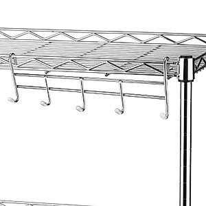 CroBlissful 2 Pcs 5 Hook Attachment for Wire Shelving 1.5 x 12 x 4 Inch Hanging Hooks Rack Wire Chrome Plated Steel Shelf Accessories Metal Hook Bars for Storage Display Organizer(Silver)