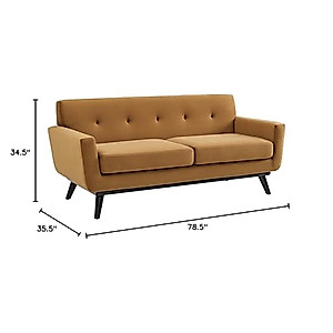 Modway Engage Performance Velvet Loveseat with Cognac Finish EEI-5599-COG