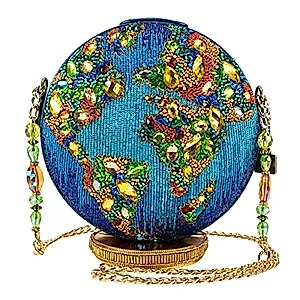 Mary Frances Going Global Beaded Crossbody Novelty Handbag, Multi