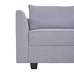 Naomi Home Elizabeth Convertible U Shaped Modular Sofa Sectional Modular Couch with Chaise Oversized Sofa Sleeper Couch for Large Living Room - 7-Seater L Shaped sectional Sofa - Gray