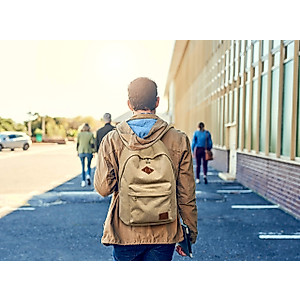 seemeroad Canvas College Laptop Backpack, Durable Rucksack, Travel Bag Fits 15.6 Inch Notebook for Men Women, Khaki