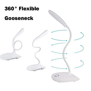 LED Table Lamp,Portable Eye-Protected Flexible Gooseneck Small Desk Lights for Dorm Study Office Bedroom-USB or 3 AA Batteries Powered -Not Include Batteries(1 Pack)