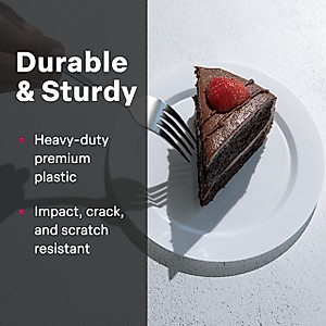 Aya's Cutlery Kingdom White Disposable Plates - Heavy Duty Plastic Plates for Party, Events, and Holidays - 30 Dinner Plates and 30 Salad Plates - Durable Square Plastic Dinnerware Set - Pack of 60