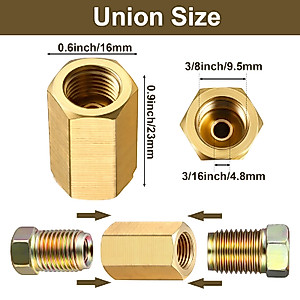 Frienda 12 Pieces 3/8 Inch-24 Threads Brake Line Fittings Assortment for 3/16 Inch Tube (4 Unions, 8 Nuts)