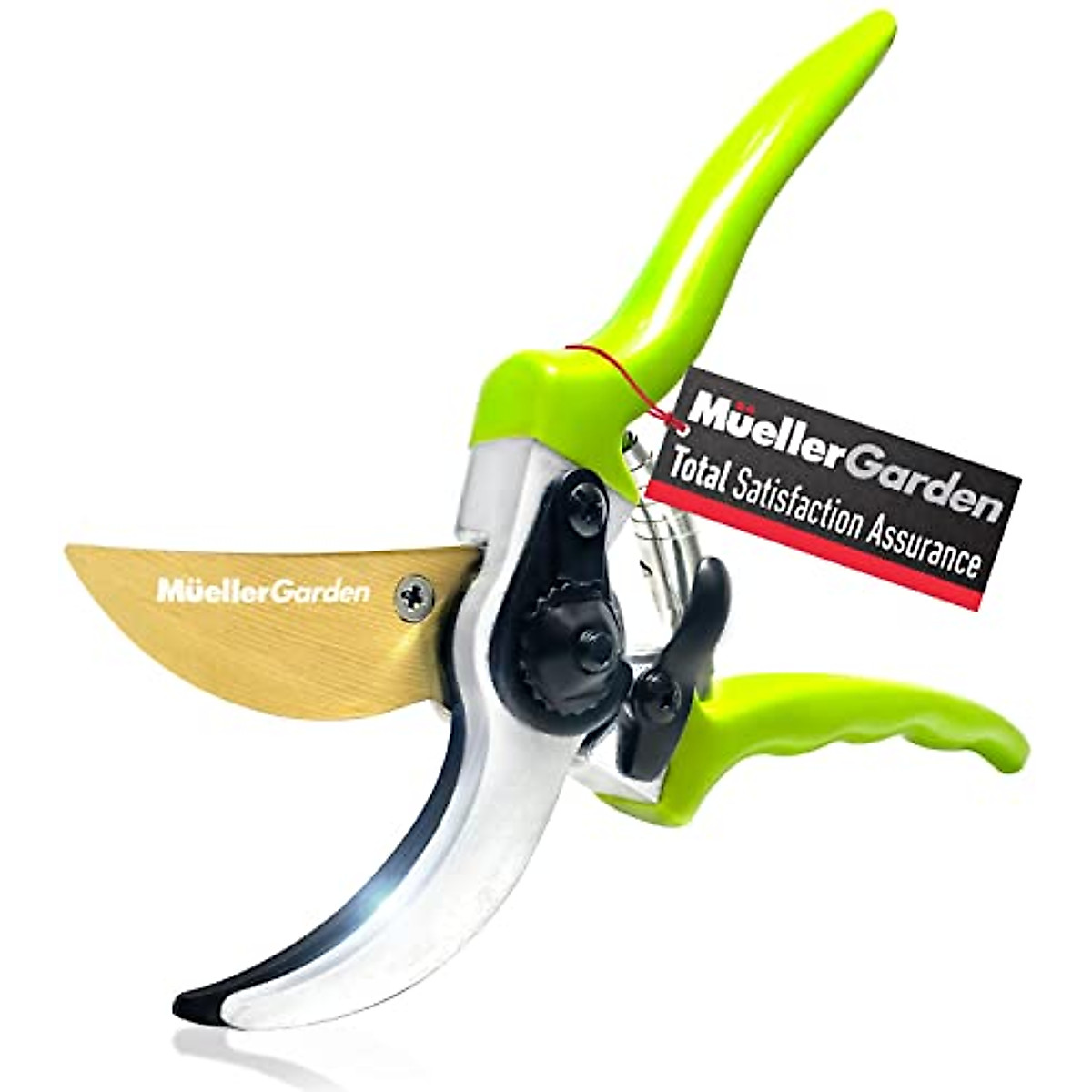 Mueller Heavy Duty Garden Shears, Hand Pruner, Bypass Shears, Durable Hardened Titanium Blades, 1.2" Cutting Diameter, Blade Lock, Ergonomic Grip