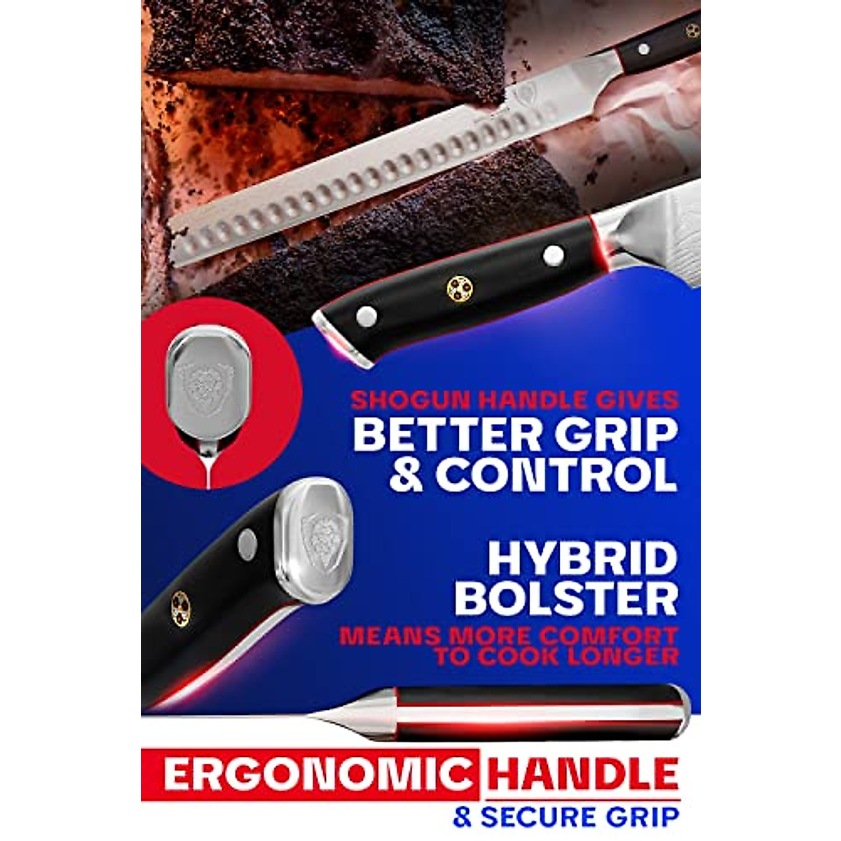 Dalstrong Shogun Elite Series Damascus Japanese AUS-10V Super Steel Granton Edge Slicing & Carving Kitchen Knife, 12 Inches, Sheath Included