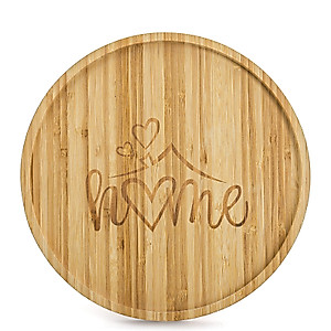 Kingrol 12 Inch Bamboo Lazy Susan, Non-Slip Kitchen Turntable, Rotating Spice Rack Organizer for Pantry, Cabinet, Refrigerator, Countertop