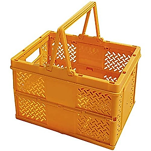 Yardwe Multi-Functional Storage Basket Home Use Sundries Clothes Storage Box Portable Plastic Basket (Orange)