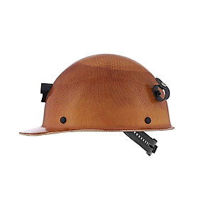 MSA 460409 Skullgard Cap Style Safety Hard Hat with Staz-on Pinlock Suspension, Lamp Bracket and Cord Holder | Made of Phenolic Resin, Radiant Heat Loads up to 350F - Standard Size in Natural Tan