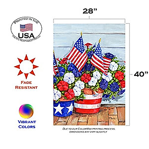 Toland Home Garden 109616 Patriotic Pansies Patriotic Flag 28x40 Inch Double Sided Patriotic Garden Flag for Outdoor House Flower Flag Yard Decoration