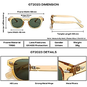 Gtand Unisex Vintage Retro Round Style Tinted Sunglasses For Men Women Fashion Circle Sun Glasses 46mm