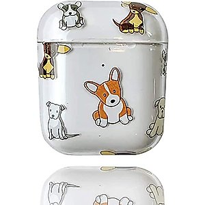 Airpods Case, NIFENY Cute Clear Airpod Case Cover Hard Airpods Accessories Protective Case Portable & Shockproof for Women Girls Compatible with AirPods 2 & 1 Charging Case. (Dogs)