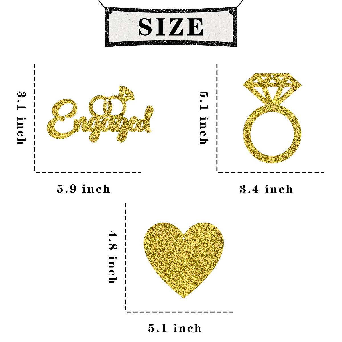 Maicaiffe We're Engaged Hanging Swirl Decorations - Glitter 14 Pcs Bridal Shower Party Supplies - Engagement Wedding Streamers - Bachelorette Party Foil Swirls Ceiling Decorations