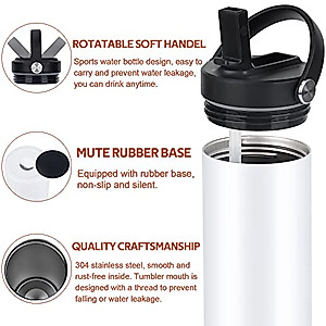 IMMERROT 24 Pack 20 OZ Sublimation Tumblers Skinny Straight, Sublimation Sport Water Bottles Blanks Stainless Steel Double Wall Insulated Cups Bulk with Straw Lids DIY for Gift (24 Pack-White)