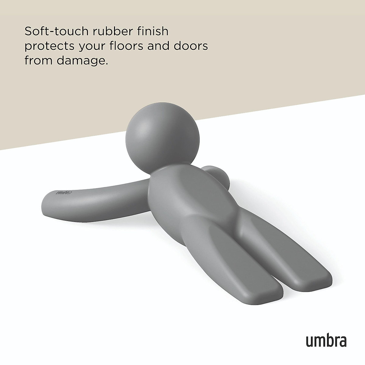 Umbra Buddy Door Stop, Heavy-Duty and Flexible, Soft-Touch Finish, Protects Your Floors, Single, (Charcoal, 1 Pack)