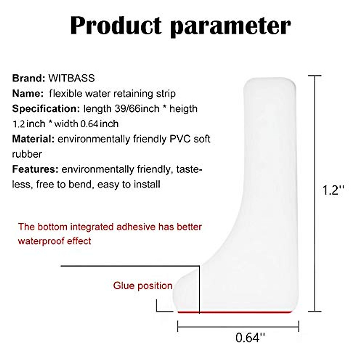 39 Inch Collapsible Shower Water Guard, Water Dam Barrier Shower Threshold Shower Water Stopper Threshold for Shower Stall, Stay Dry Retainer for Wet and Dry Separation (thick right angle 39'') …