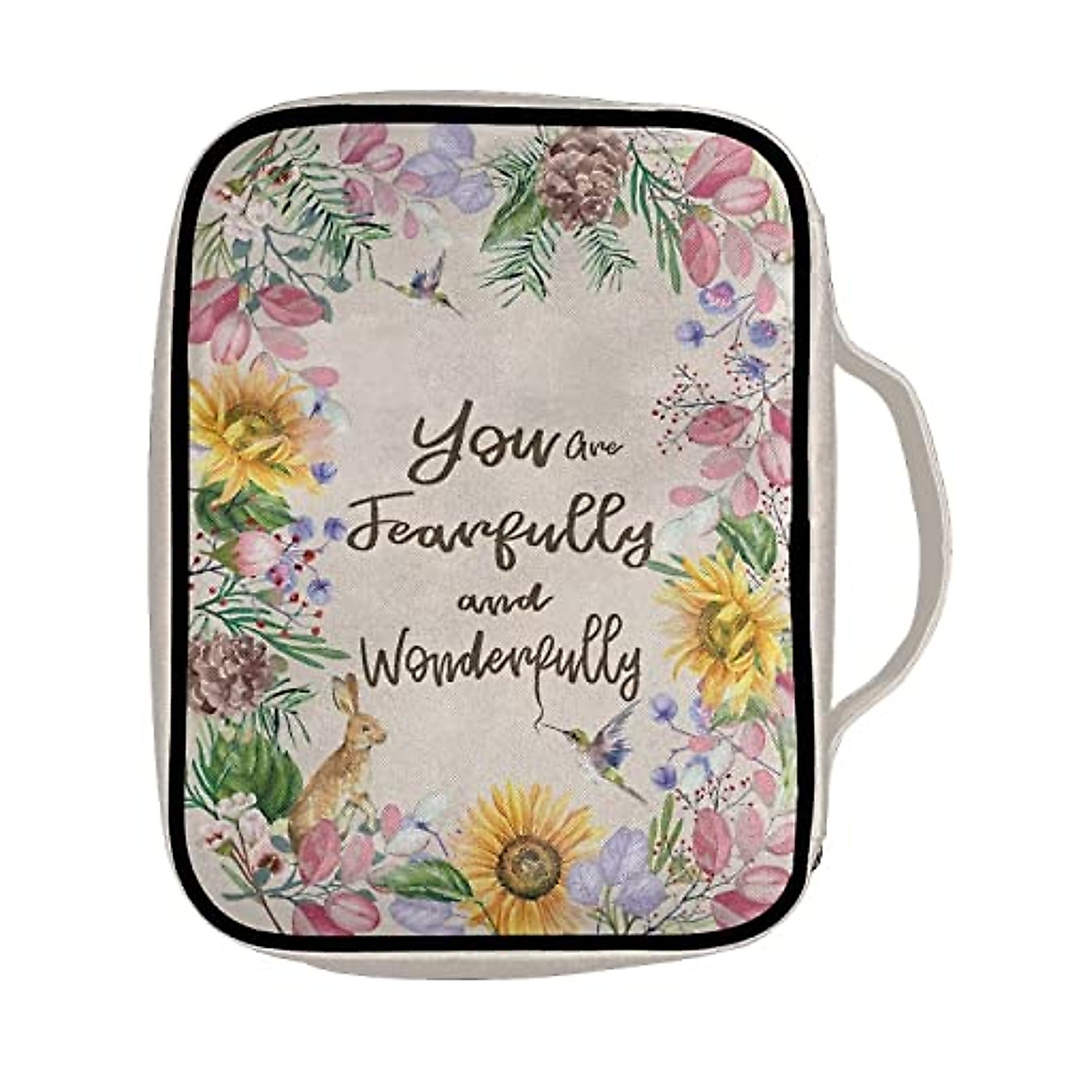 chaqlin Bible Cover for Women Girls Small Bible Protective Bible Book Case Fits Books 11X8.6X2.36 in Church Bag with Handle