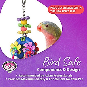 Super Bird Creations SB1085 Flower Power Bird Toy, Small/Medium Bird Size, 7" x 2.5" x 2"