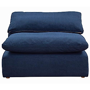 Sunset Trading Contemporary Puff Collection 5PC Performance Fabric Washable Water-Resistant Stain-Proof Navy Blue Slipcovered Modular L-Shaped Sectional Sofa, 176" Deep-Seating Down-Filled Couch