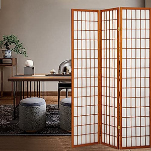 Magshion 5.9ft Folding Screen Room Divider Oriental Furniture 3-Panel Shoji Room Partitions and Dividers Wooden Grid Screen Wall Divider for Business Restaurant Privacy Screens