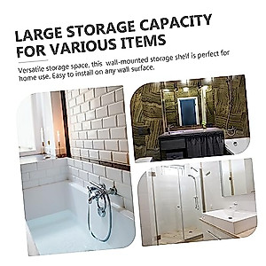 KONTONTY 1 Set Black Multifunctional Storage Rack Towel Holder Bathroom Rack Space Aluminum Floating Shelves