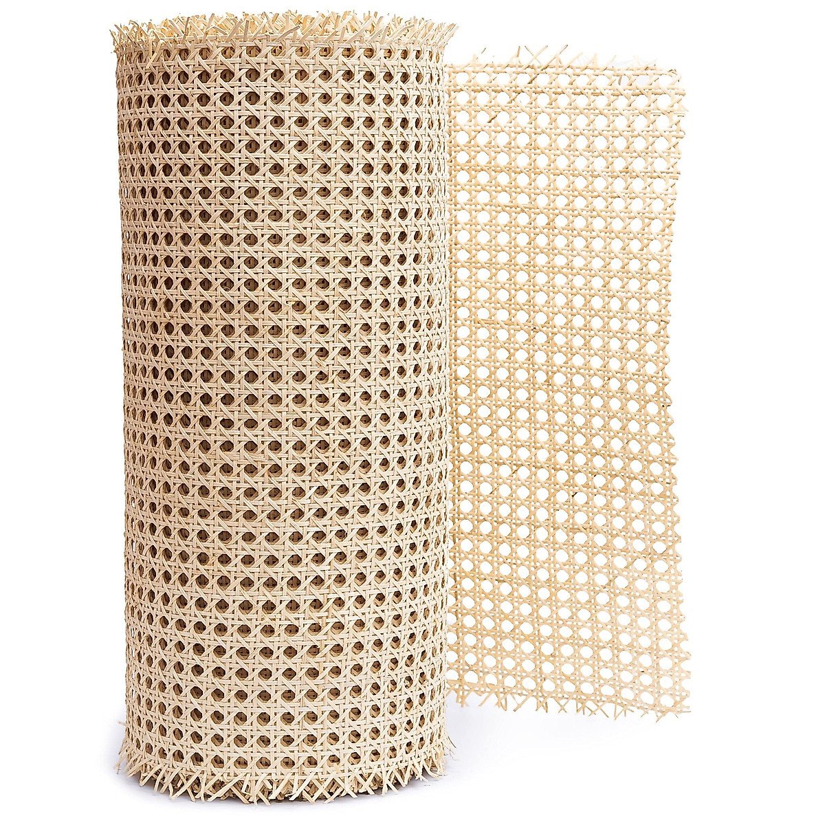 CLAYNIX 24" Width Rattan Webbing for Caning Projects Natural Pre - Woven Open Mesh Cane - Cane Webbing Sheet (2 FEET)