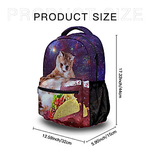 Granbey Space Taco Cat Laptop Backpack - Cute Universe Galaxy Burrito Kitten College Students Bookbags Beautiful Purple Nebula School Bags Travel Computer Notebooks Daypack