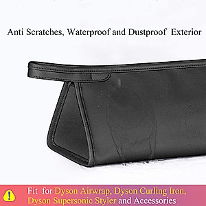 Pu Leather Travel Case Compatible with Dyson Airwrap Styler/Shark Flexstyle, Portable Carrying Case for Dyson Supersonic Hair Dryer, Shockproof Protection Organizer Bag Travel Storage Bag, Black