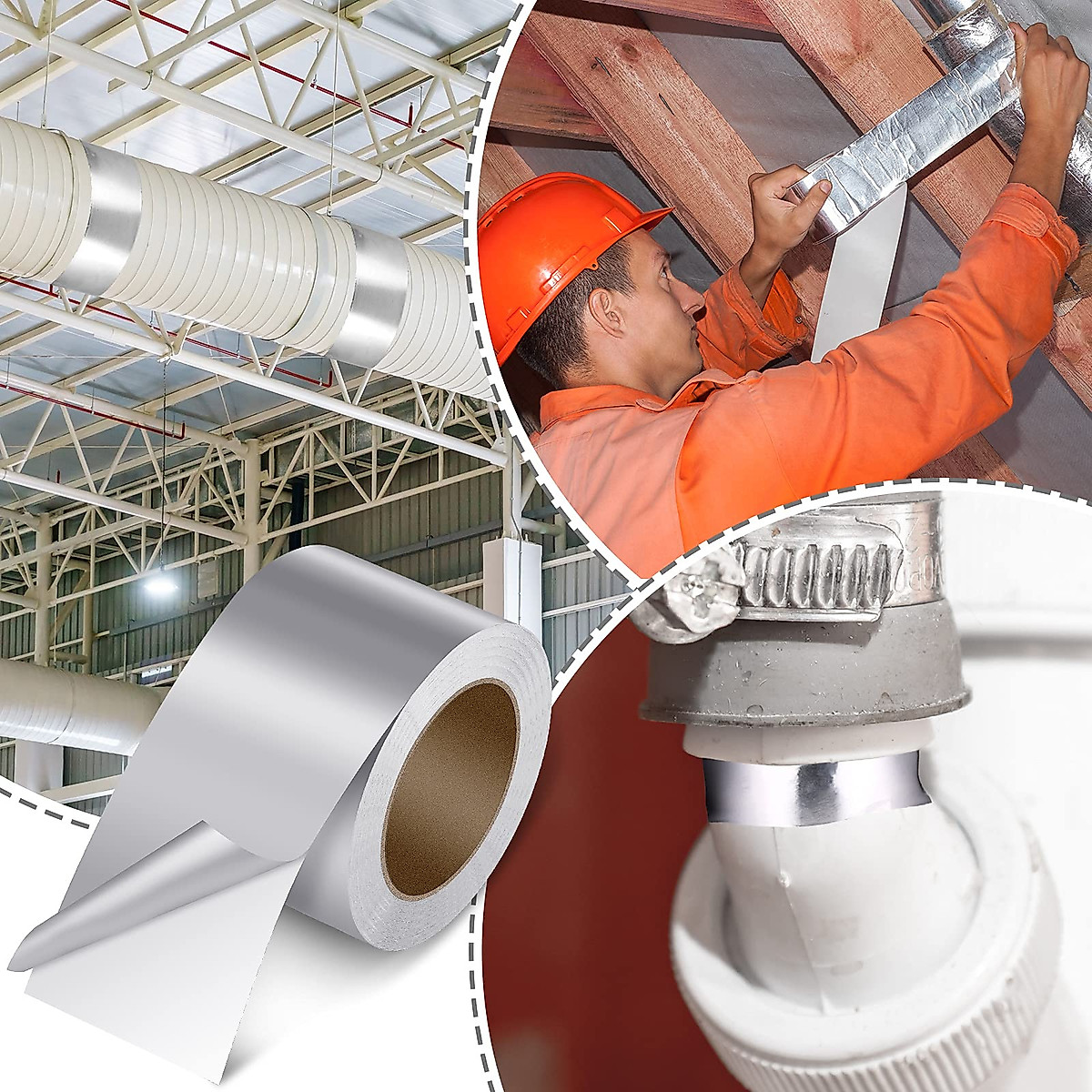 Outus Aluminum Tape 2.36 Inch x 115 Feet, 1.8 Silk Aluminum Foil Tape HVAC High Temp Insulation High Heat Resistant Sealing Film for Duct Work Ac Units Furnace Dryer Vent