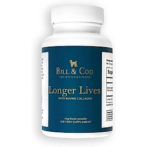 BILL & COO Longer Lives Fiber Supplement - Boost Your Pet's Immunity with Our Unique Bovine Collagen Peptides Powder and Beet Root Powder Formula Helps Strengthen The Heart, Liver and Digestive | 90g
