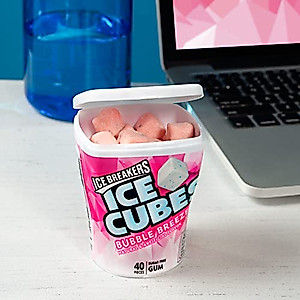 ICE BREAKERS Ice Cubes Bubble Breeze Sugar Free Chewing Gum Bottles, 3.24 oz (6 Count, 40 Pieces)