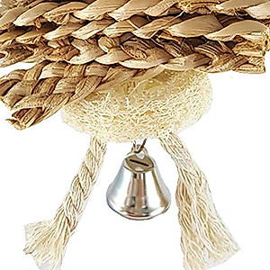SONGBIRDTH Parrot Chew Toys - Loofah Cuttlebone Grass Parrot Budgies Cockatoo Parakeet Cockatiel Cage Bite Toy for Medium and Small Parrot Wood Color