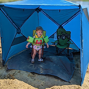 Black Sierra Beach Tent with UPF 50+ Sun Protection, Easy Set Up Sun Shelter, Portable Lawn Canopy with Carry Bag, Outdoor Pop Up Cabana Shade for The Beach, Backyard, Sports, RV