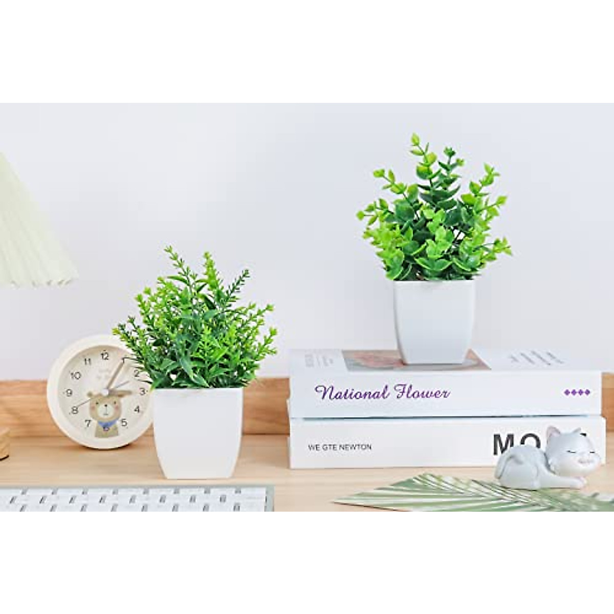 ZJIA 2 Packs Small Fake Plants Artificial Greenery Plants in Pots for Home Bedroom Bathroom Farmhouse Kitchen Decor Indoor