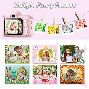 MEGNUT Kids Camera Koala Toys for 3-9 Years Girls Boys Toddler Digital Selfie Camera Video Camcorder Christmas Birthday Gifts for Children 1080P 48MP 2.4inch Screen with 32GB SD Card Pink