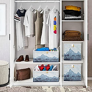 Kigai Mountain Cube Storage Bins - 11x11x11 In Large Foldable Storage Basket Fabric Storage Baskes Organizer for Toys, Books, Shelves, Closet, Home Decor