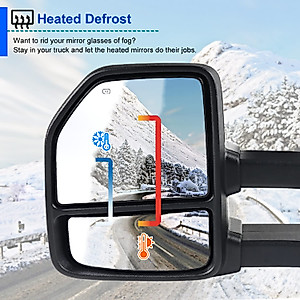 Spec-D Tuning [2015 Style] Black Power Heated Telescoping Towing Mirrors w/Smoke LED Signal Compatible with 2007-2014 Ford F150 Pickup