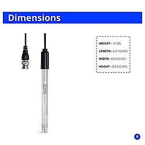 Bluelab PROBPH pH Probe for Water, Replacement Electrode for Meter, Monitor, and Controller with Easy Calibration, Tool for Hydroponic System and Indoor Plant Grow