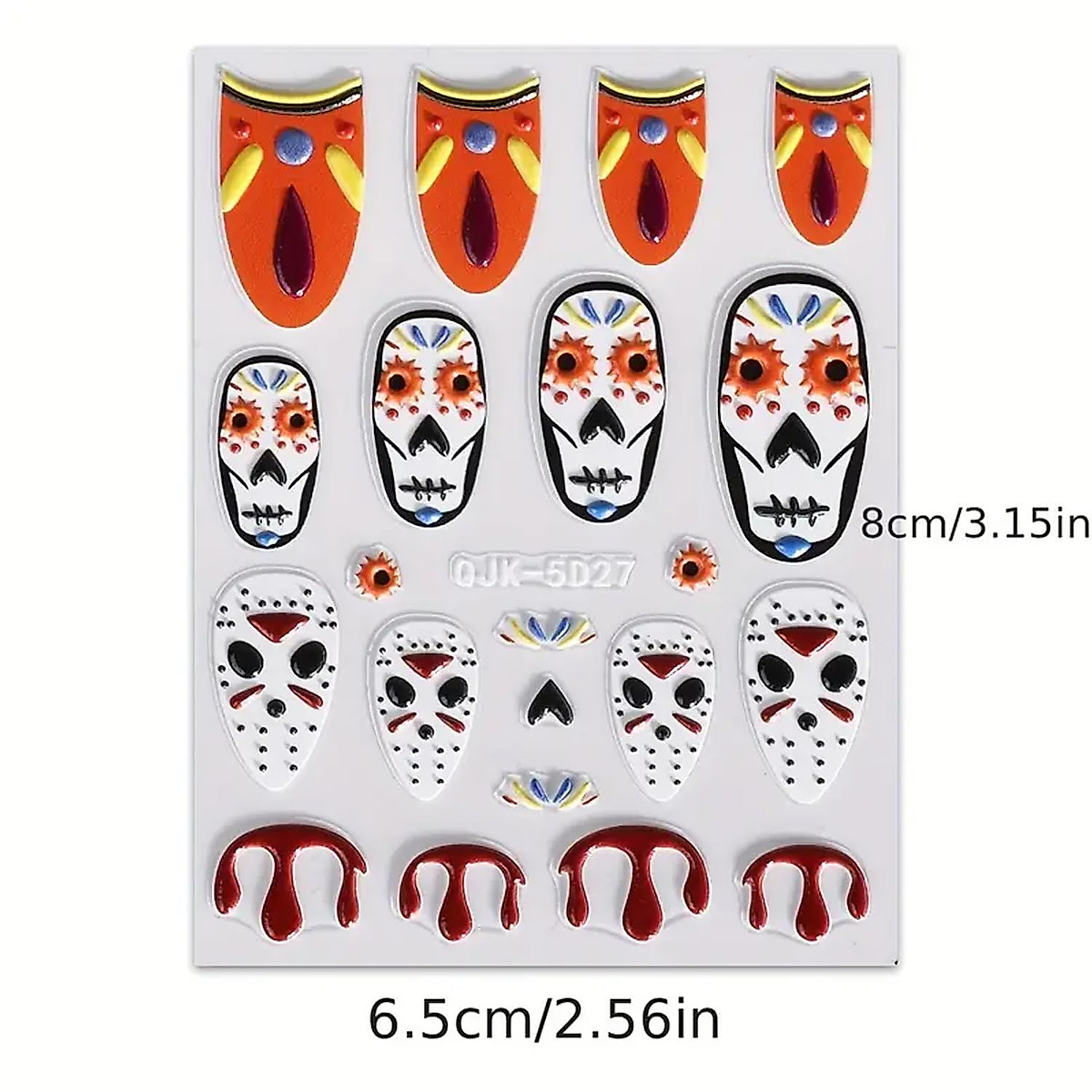 Muagorn Halloween 5D Nail Art Stickers Decals – Distinctive Set of 3 Realistic Designs for Individualized Halloween Nail Accents (Style 01)
