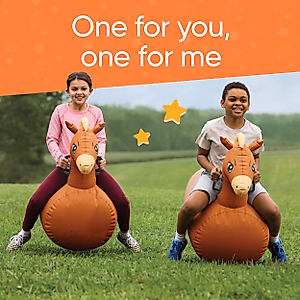 HearthSong Hop 'n Go Inflatable Bouncing Ride-On, 48" L x 20" W x 36" H, Set of 2, Outdoor Play, Ages 5 and Up, Horses
