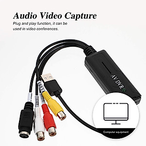 OSALADI Video Converter Capture USB Capture Card USB Capture 1 Set of Video Adapter Video Selector Portable Audio Adapter (Black) Capture Card Audio Video Capture
