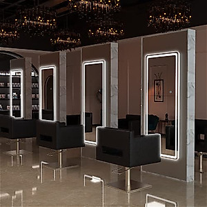 Hasipu LED Door Mirror Full Length, 44.1" x 15.8" Lighted Over The Door Hanging, Full Body Wall Mounted, Light Up Long Dressing, Round Black