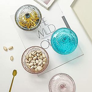 G Candy Jars with lids set of 2 Small Embossed Glass Candy Dish Bowl Jewelry Box Food Decorative Cute Jar Multi-purpose Decorative Jar Seasoning Glass Candy Jar