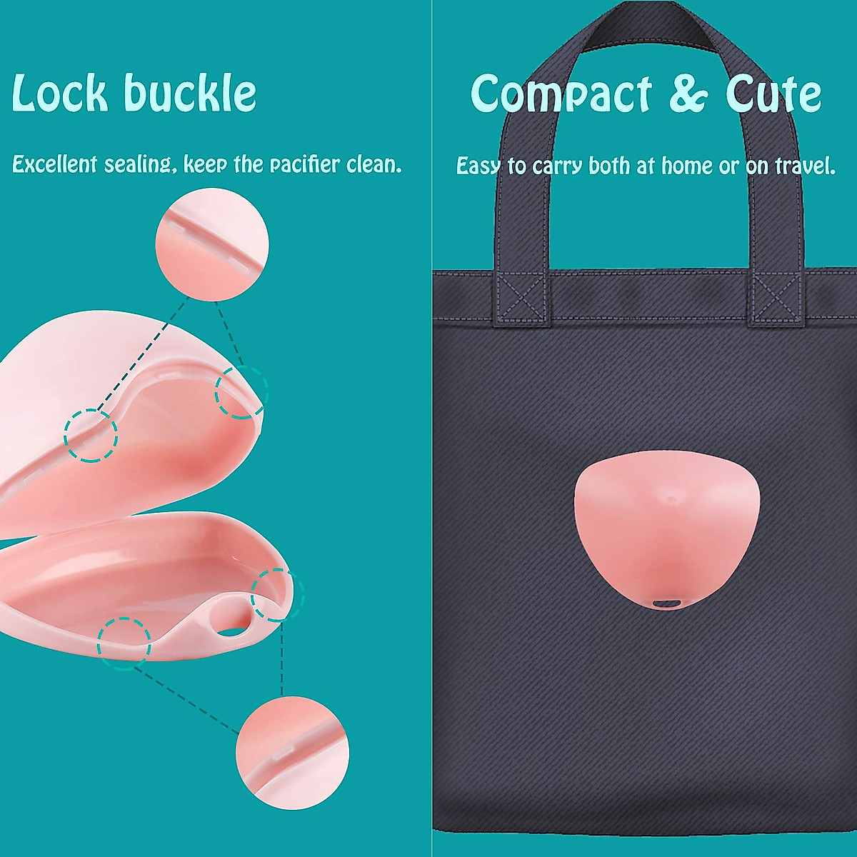 Accmor Pacifier Case, Pacifier Holder Case, Pacifier Container for Travel, BPA Free, Pink, 2 Pack