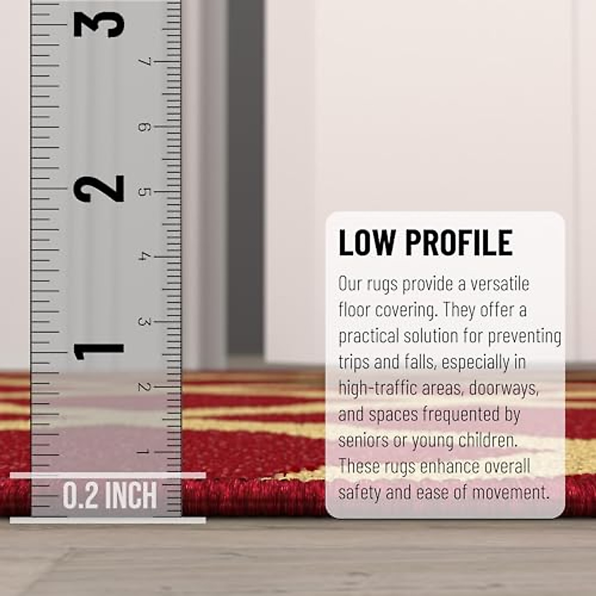 Machine Washable Trellis Design Non-Slip Rubberback 3x5 Traditional Area Rug for Living Room, Bedroom, Kitchen, 3'3 x 4'11", Red