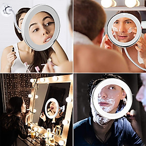 FQYYDD Illuminated Makeup Mirror 10X Adjustable Makeup Mirror With Led Light Amplification