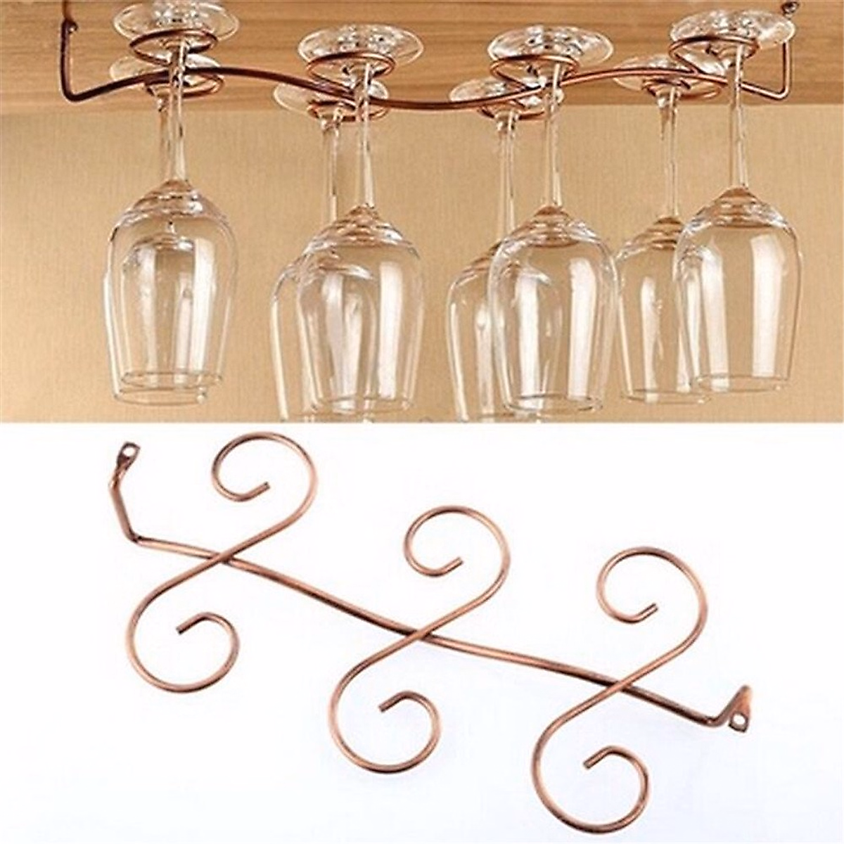 VALINK Stemware Racks, 1Pcs 6/8 Wine Glass Rack, Stainless Steel Wine cup Holder, Stemware Hanging Stand, Under Cabinet Holder, Drinking Glass Storage Organizer Hanger Shelf for Household Bar Tools