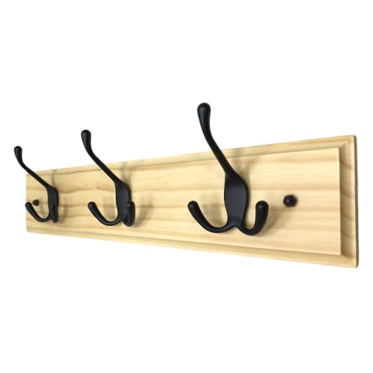 HOWTOOL Wall Mounted Coat Hook Rack with 3 Self-Adhesive Tri Hooks - Perfect for Hanging Coats Hats Towels & Purses
