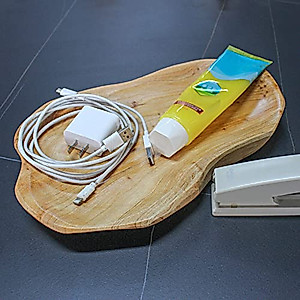 BTEOBFY Natural Wood Fruit Bowl 11-13 inch, Unique Handmade Wood Serving Platter, Wood Fruit Snack Dish for Sandwich Bread Serving, Appetizer Display, Vintage Ring Dish, Hand Carved Artworks